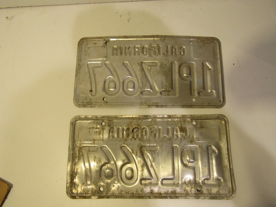 Vintage Blue/Gold DMV Clear California License Plates 1PLZ667 Set Pair ...