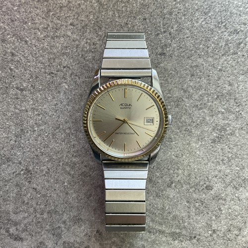 Vintage Acqua By Timex Mens Watch 34mm Two Tone Case Fluted Bezel A7 | eBay