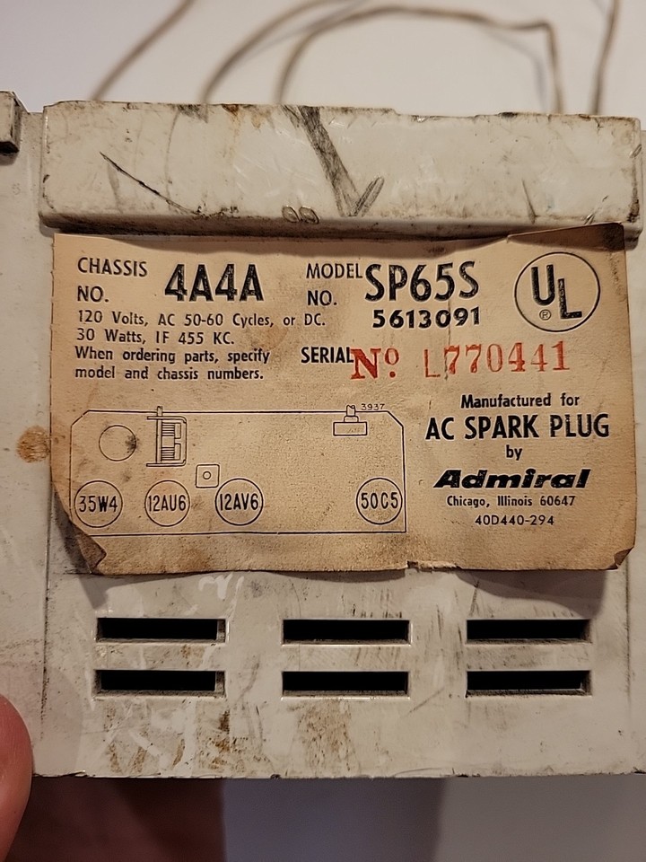 Rare Vintage AC SPARK PLUG by Admiral AM Tube Radio SP65S Advertising - AS-IS | eBay