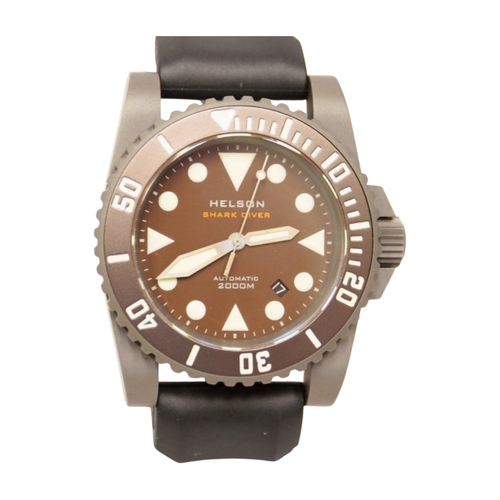 Helson Shark Diver Titanium Automatic Watch 2000M Brown Dial ETA 2824-2 ...
