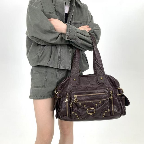 Y2K Riveted Retro Handbag Tote Bag, Big Shoulder Bag, Crossbody Bag ...