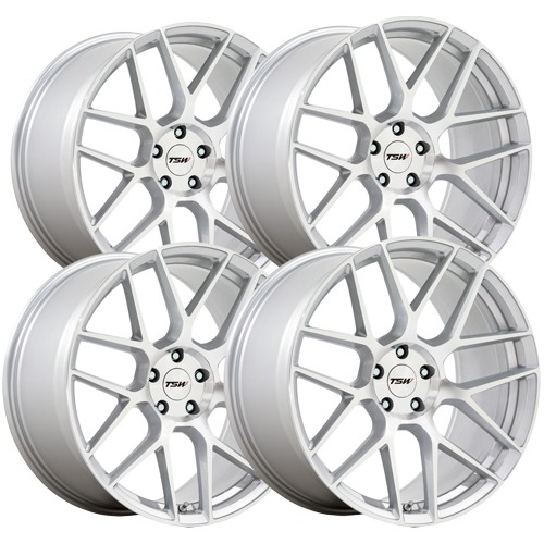 (Set of 4) TSW TW002 Lasarthe 18x8.5 5x4.5" +35mm Silver Wheels Rims 18 ...