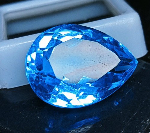 Rare Brazilian Lab Created Blue Topaz Pear Cut Beautiful 13.85 Ct Loose ...