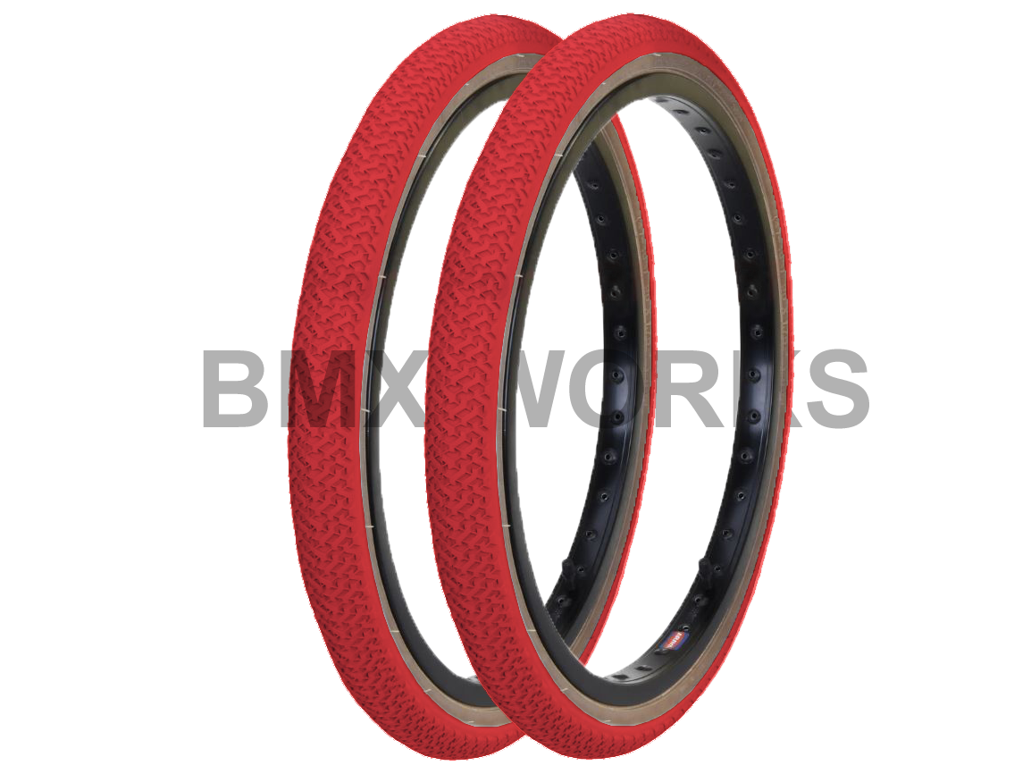 Kenda K55 Freestyle Red & Skinwall Sides BMX Tyres 20" x 1.75" Sold In ...