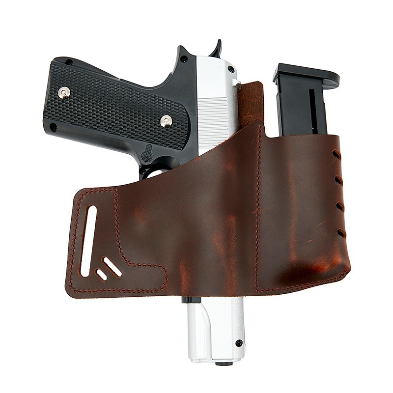 Leather OWB Gun Holster for Concealed Carry Right Hand Pistol Waist ...