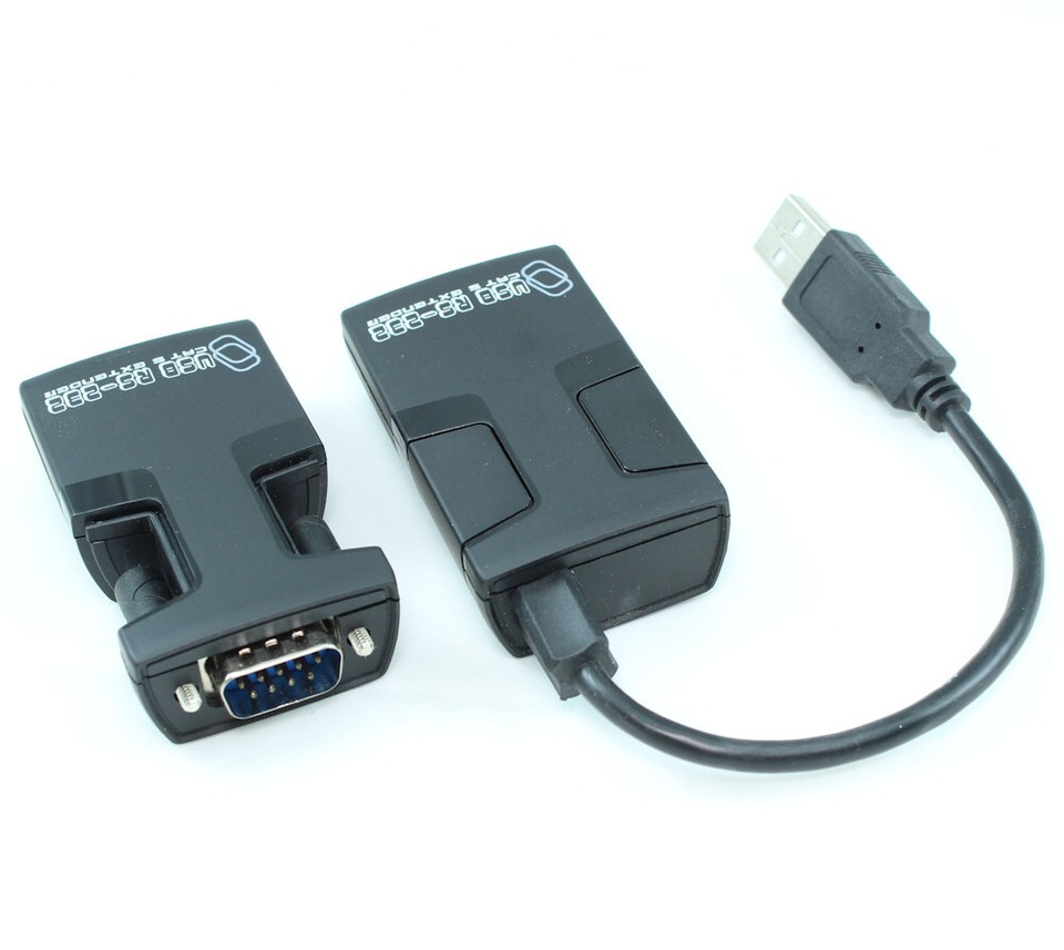 USB A to Serial (Male/DB9) Converter via Ethernet CAT5/6/RJ45 to 270ft ...