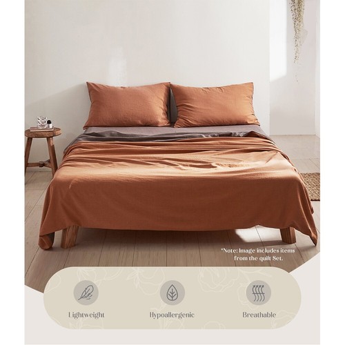 Cosy Club Sheet Set Cotton Sheets Double Orange Brown Ne | eBay
