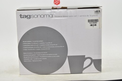 Tag Sonoma Red 16 Piece Hand Painted Ironstone Dinnerware Set Size OS ...