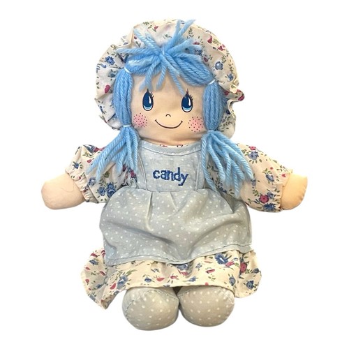 Vintage Cuddle Wit Precious Moments Candy Rag Doll Stuffed Cloth Blue ...