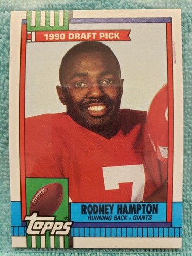 1990 TOPPS RODNEY HAMPTON DRAFT PICK ROOKIE #48 NEW YORK GIANTS RC | eBay