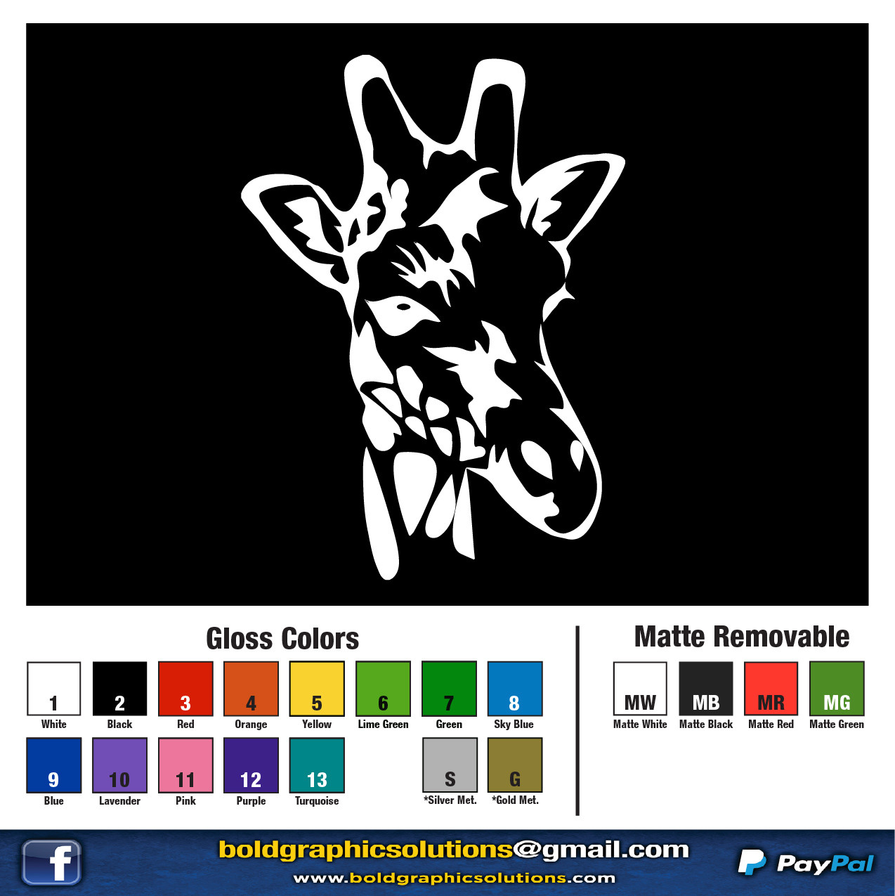 4 inch Giraffe Head Face Decal Window Sticker Car Decor Wildlife Safari ...