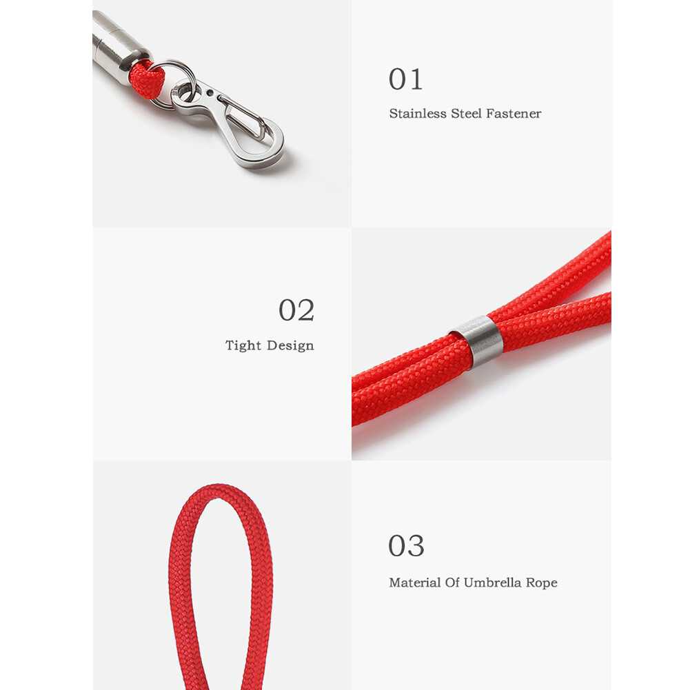 Anti Lost Keychain Lanyard with Key Rings Parachute Cord Carabiner (Red ...