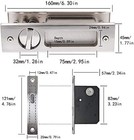 6.3" Brushed Silver Privacy Pocket Door Lock Hardware Invisible ...