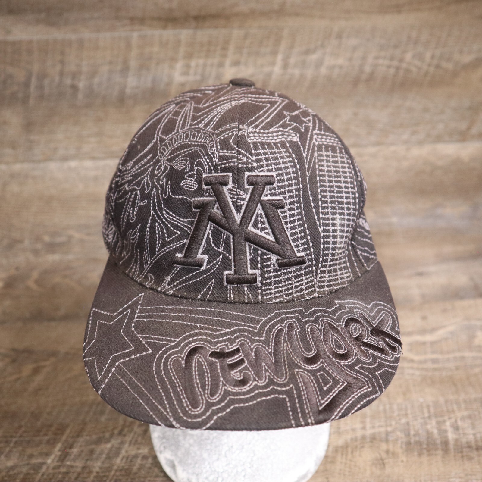 New York NY All Over Print Ball Cap Hat Embroidered Black Adult ...