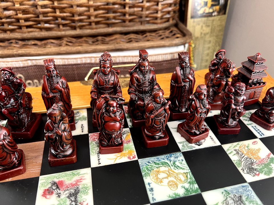 Eight Fairies CHESS SET Hand Carved Wooden Board, Soapstone Pieces- see ...