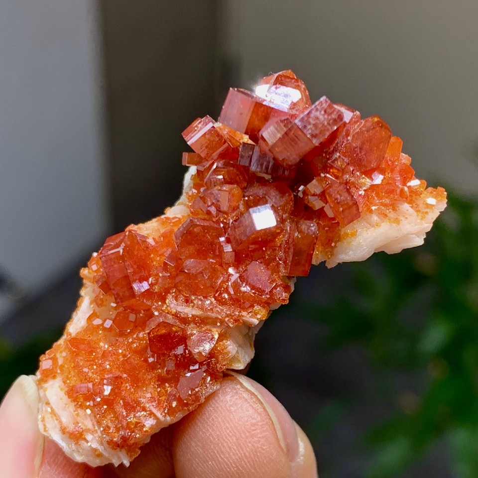 33G Natural vanadinite on barite cluster crystal mineral specimen from ...