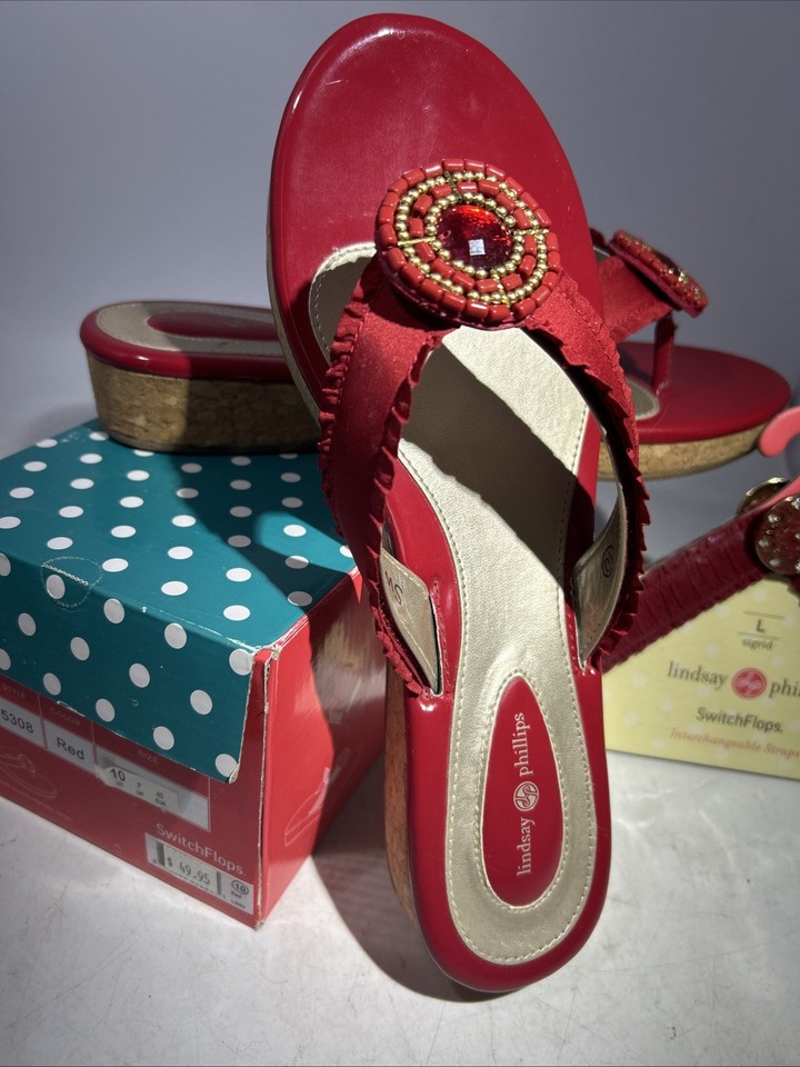 Lindsay Phillips Red Switchflops Flip Flops with NEW STRAP Size 10 | eBay