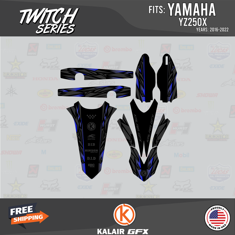 Graphics Kit for Yamaha YZ250X (2016-2022) Twitch-blue-shift | eBay