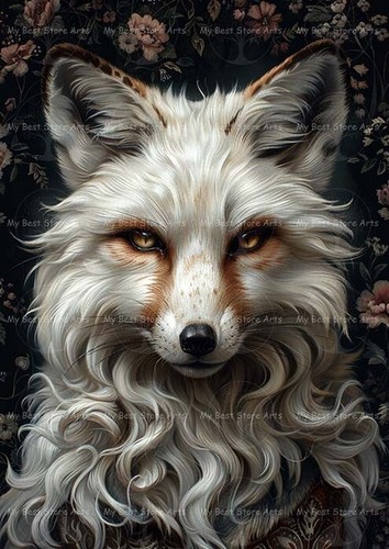 WHITE FOX ART PRINT, Animal Portrait, Wolf Poster, Cottagecore Wall ...