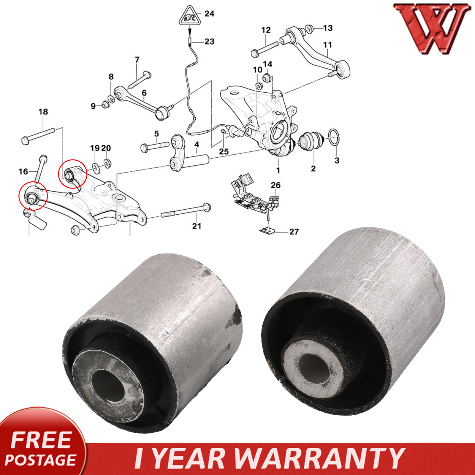 Rear Control Swing Arm Bushes Kit Fits for BMW 5 6 Series X5 ...