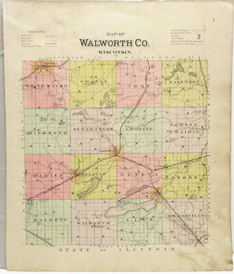 MAP OF WALWORTH COUNTY, WISCONSIN | eBay