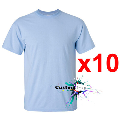 10 Pack Gildan Light Blue T-SHIRT Basic Tee S - 5XL Men Heavy Cotton | eBay