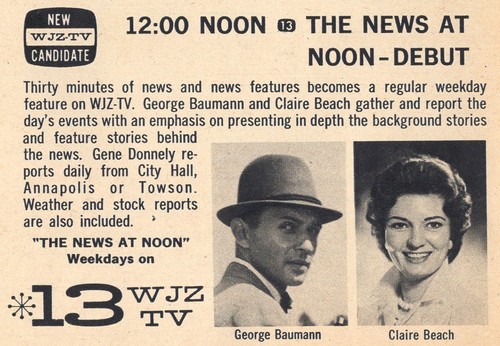 1960 TV NEWS AD~GEORGE BAUMANN & CLAIRE BEACH WJZ BALTIMORE,MARYLAND ...