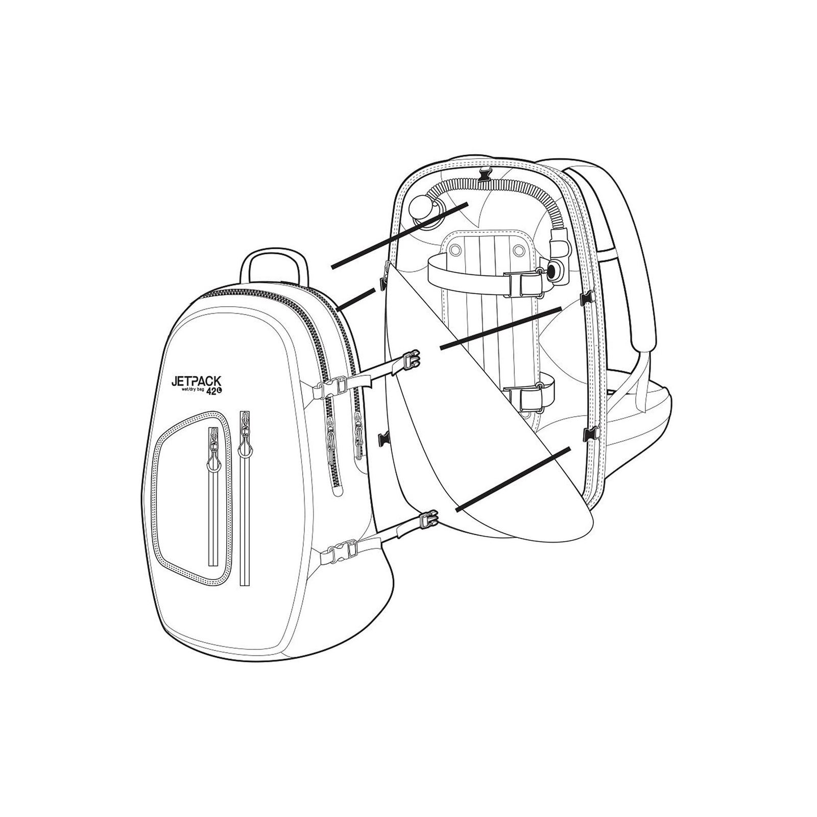 OCEANIC JETPACK COMPLETE SCUBA DIVING TRAVEL SYSTEM BC/BCD DRY BACKPACK ...