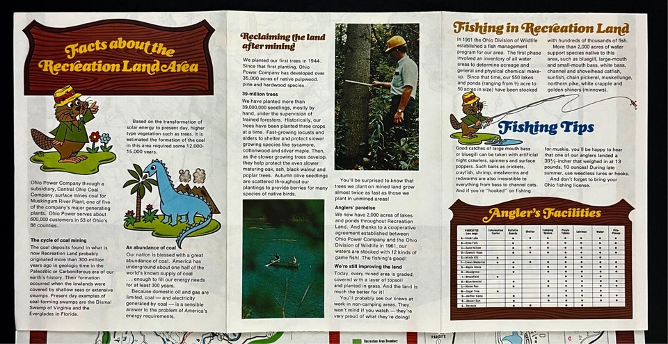 1970s Ohio Power Company Recreation Land Map Vintage Travel Brochure ...