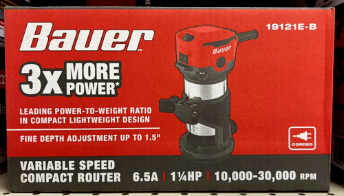 BRAND NEW BAUER 1 1/4 HP VARIABLE SPEED ROUTER 6.5 Professional USA ...