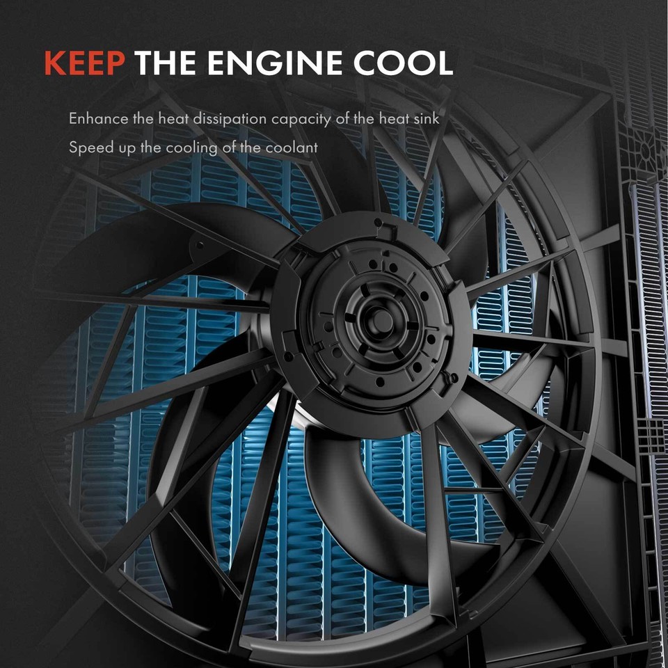 Radiator Cooling Fan with Shroud Assembly for Jaguar XJ 2010-2019 XF 13 ...