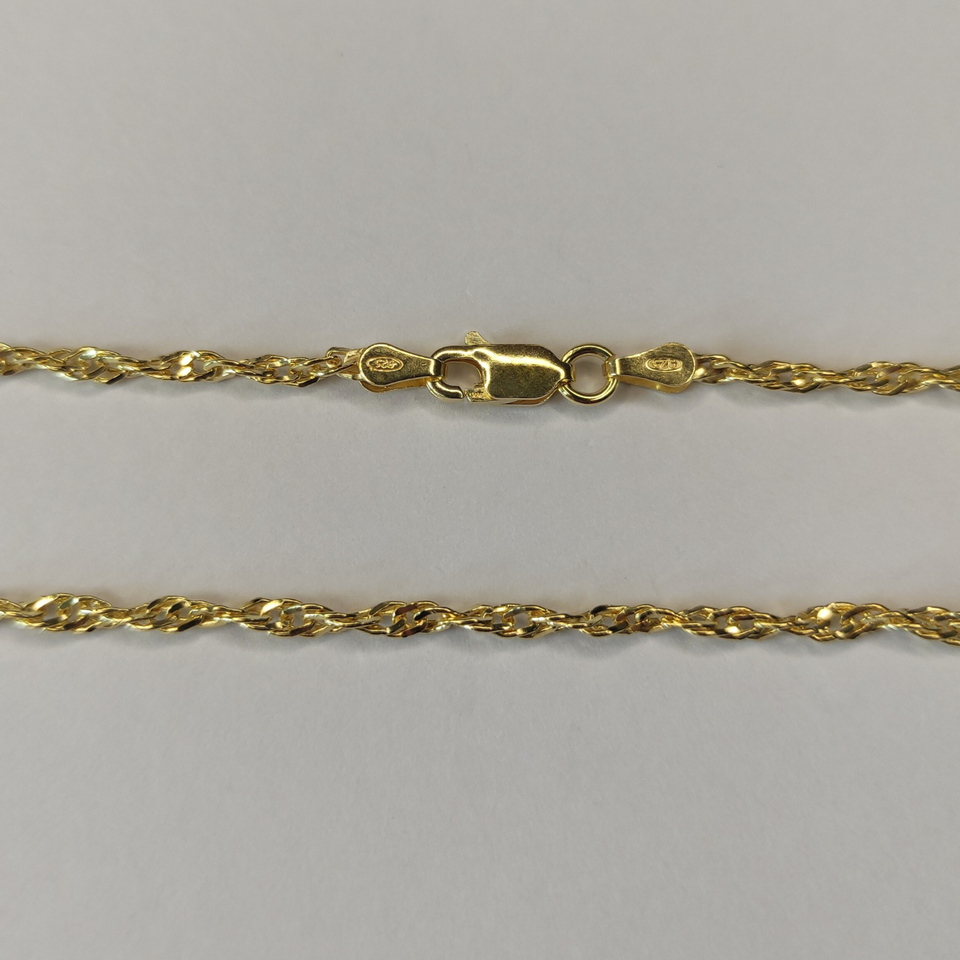Gold on Sterling Silver 2.5mm Singapore Chain - 22 Inch Chain - Men's ...