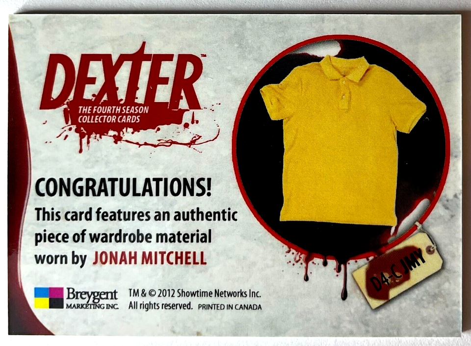 Dexter Season 4 Wardrobe/Costume Card D4-C JMY Shirt worn by Jonah ...