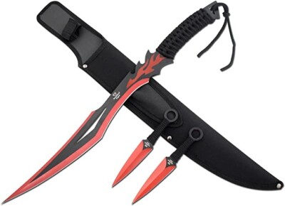 NEW 25" Snake Eye Tactical Red Fantasy Ninja Sword Set with Sheath | eBay