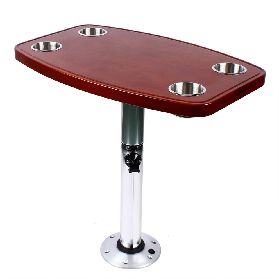 Elm Table Top Adjustable Table Pedestal Stand For RV Marine Boat +4 Cup ...