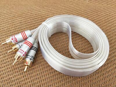 80% Silver Flat Ribbon Audio CD Player Amplifier RCA Interconnect Cable ...