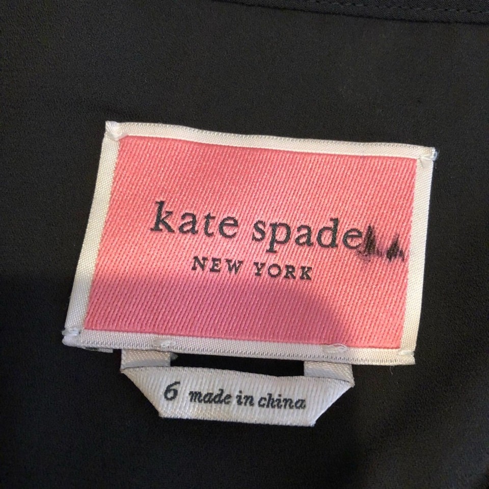 Kate Spade black red pink ribbon bow v neck dress size 6 | eBay