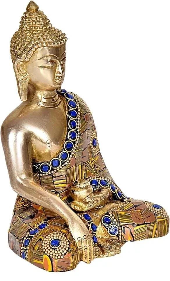 Buddha in Meditating Pose Brass Statue Good Luck Buddha Figurine Home ...