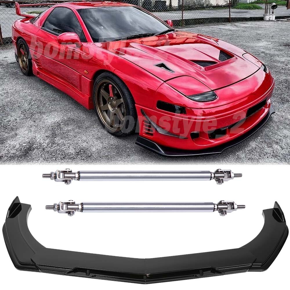 Front Bumper Lip Splitter Spoiler Accessories+ Strut Rods For ...