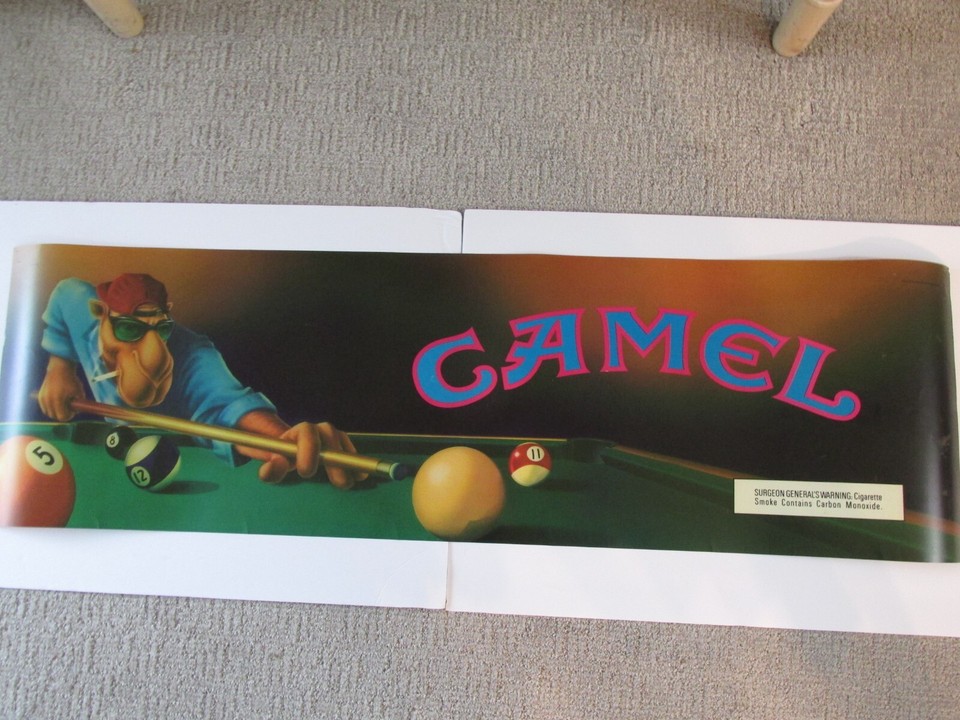 1992 Joe Camel Playing Pool, R.J. Reynolds Tobacco Advertising Sign | eBay