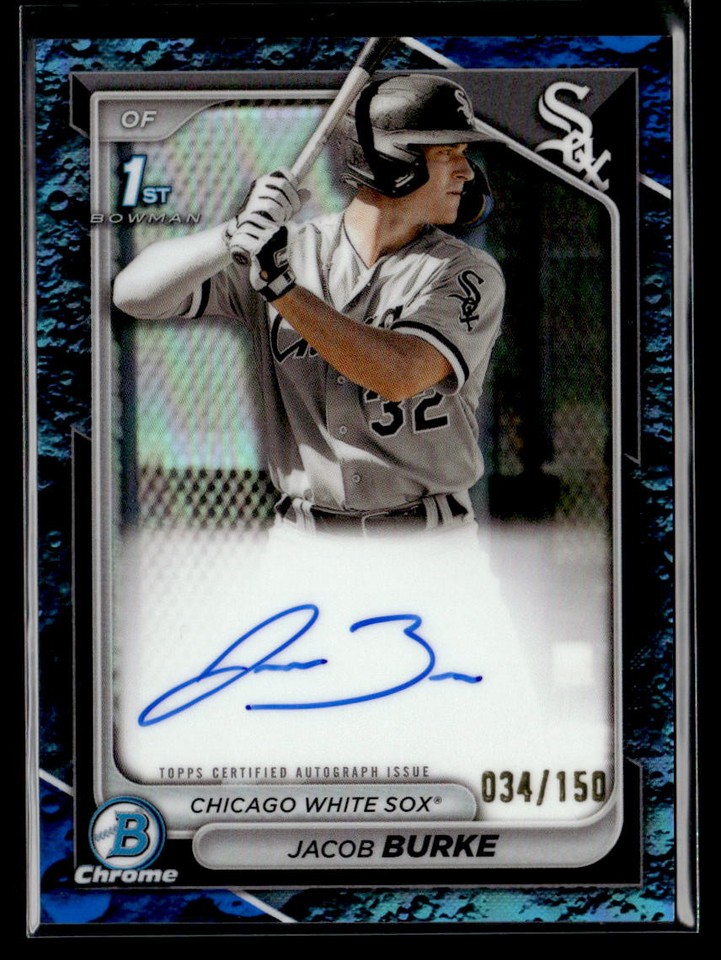 Jacob Burke #'d /150 AUTO - 2024 Bowman Chrome Prospects Autographs Blue Lunar | eBay