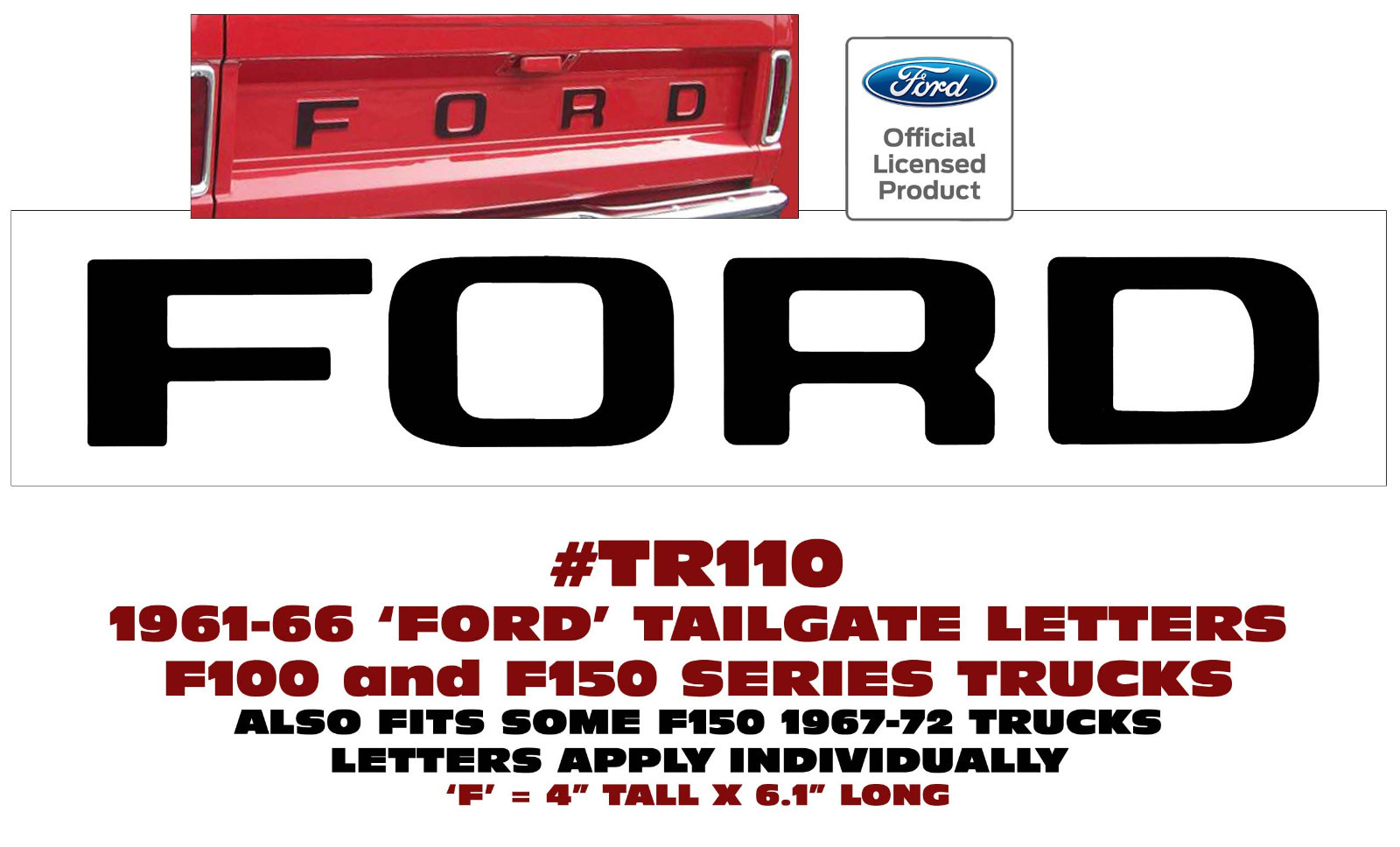 TR110 1961 1962 1963 1964 1965 1966 FORD F100 - F150 STYLESIDE TAILGATE ...