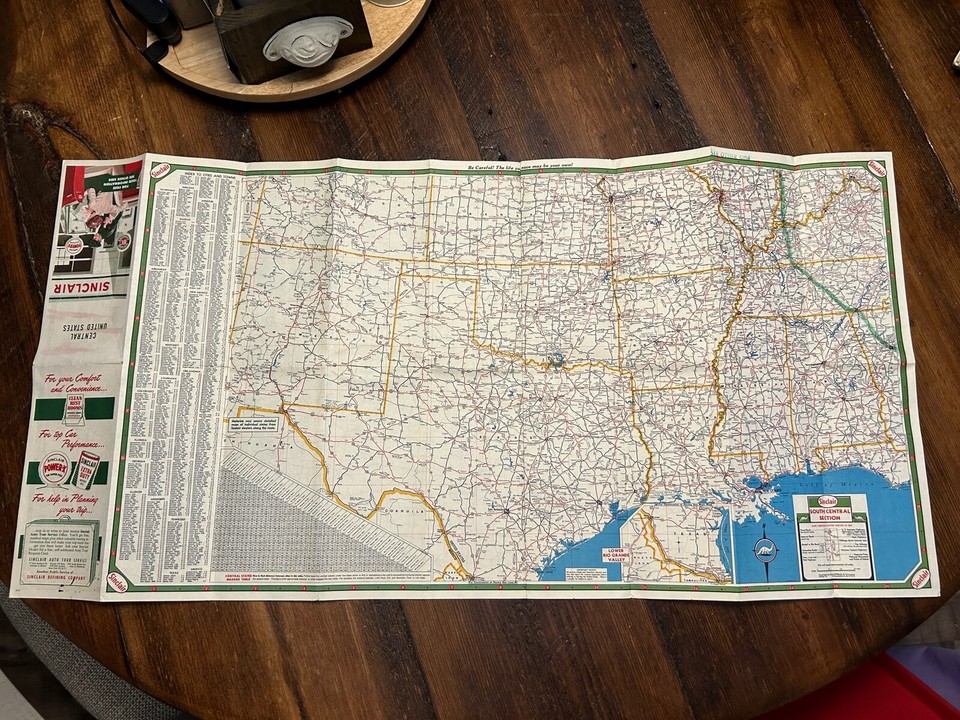 Central United States Road Map Courtesy of Sinclair 1954 A Edition Good ...