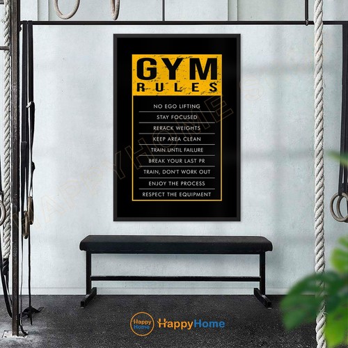 Gym Rules Sign Wall Art Room Decor Gym Sign Workour Room Fitness Wall ...