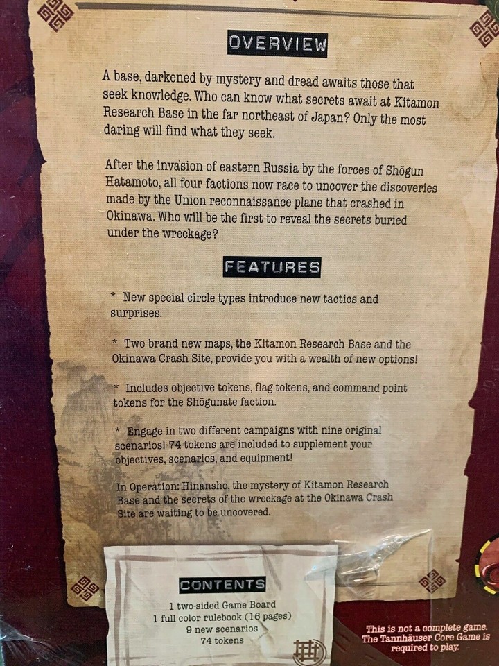 Tannhauser EXPANSION Map Operation Hinansho Miniature Game - NEW SEALED ...
