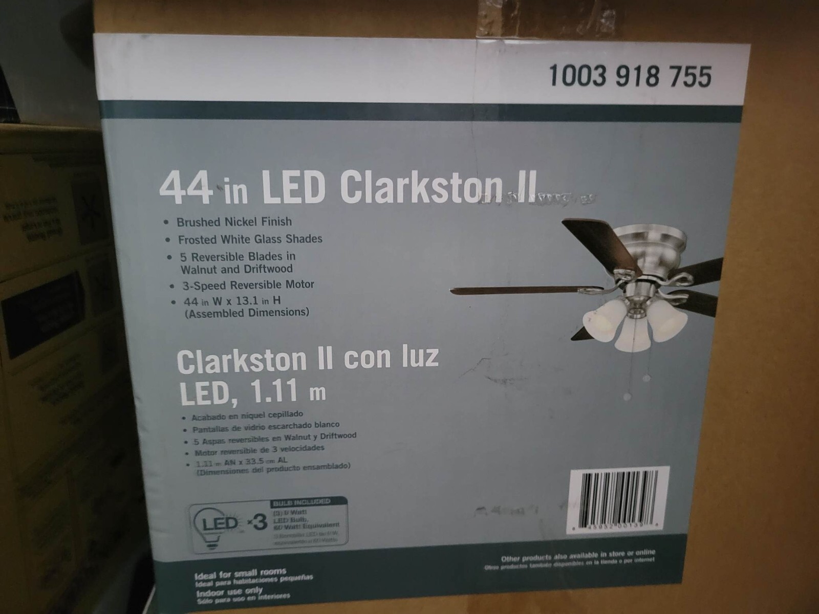 Clarkston 44 In Brushed Nickel Ceiling Fan | Shelly Lighting