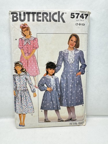 Butterick 5747 Girls Dress Collar Variations Pattern 7-10 *uncut* | eBay