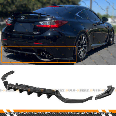 For 15-18 Lexus RC F RCF CTM Design Carbon Fiber Rear Diffuser W/ Side ...