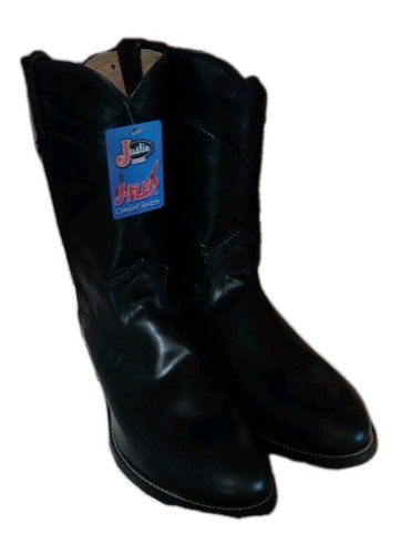 NWT Justin Roper Boots 3133 Men Size 10.5D Black Leather Cowboy Western ...