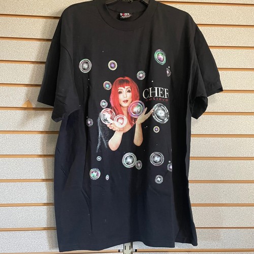 VINTAGE Cher Believe Tour T-shirt Giant Tultex Black Concert Graphic Lg ...